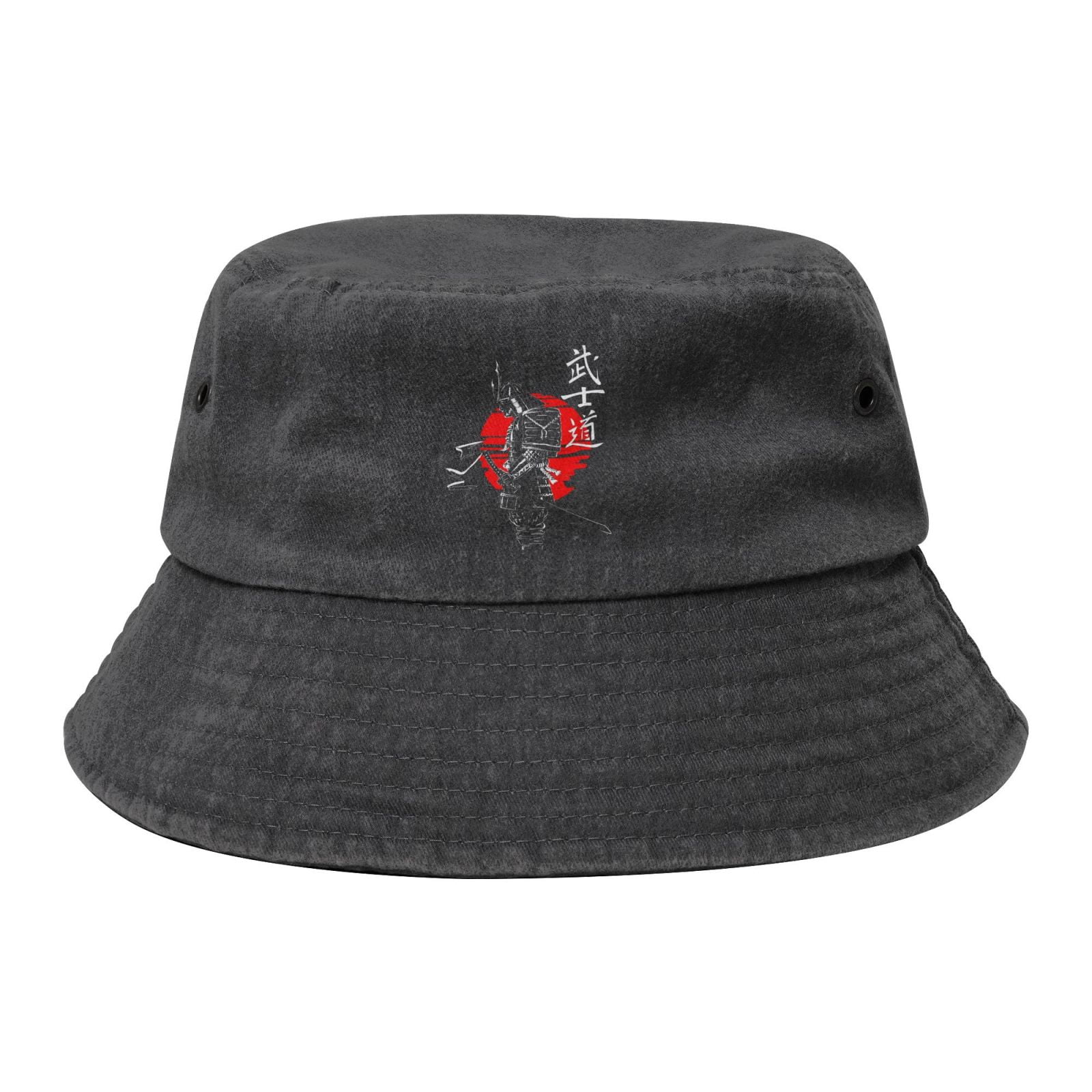 Japanese Kanji Samurai Washed Denim Sun Hats for Men Women Bucket Hat ...