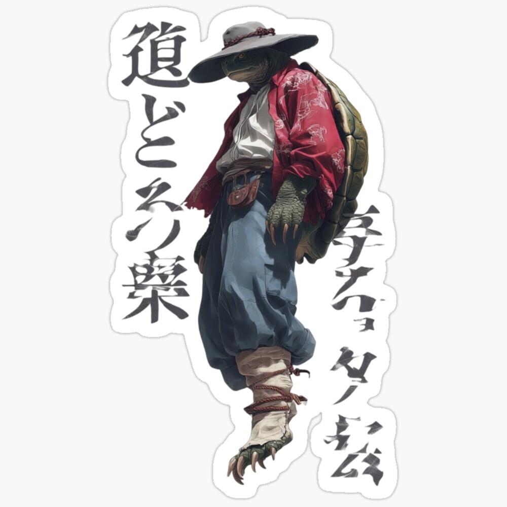 Japanese Kanji Turtle Ukiyo Ink Art Stickerphone Decal Water Bottle ...