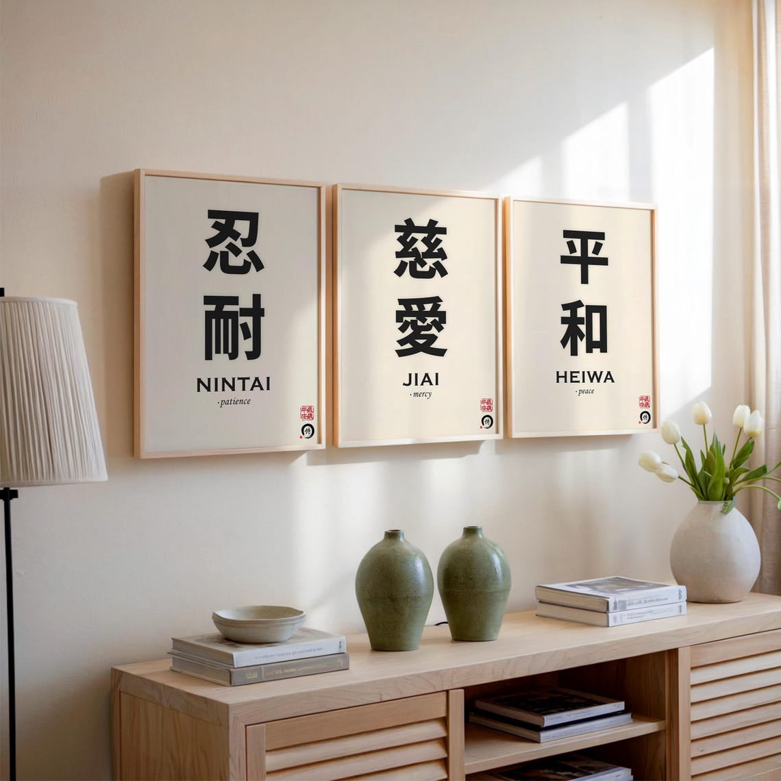 Japanese Kanji Wall Art Minimalist Zen Prints Japandi Home Decor Asian ...