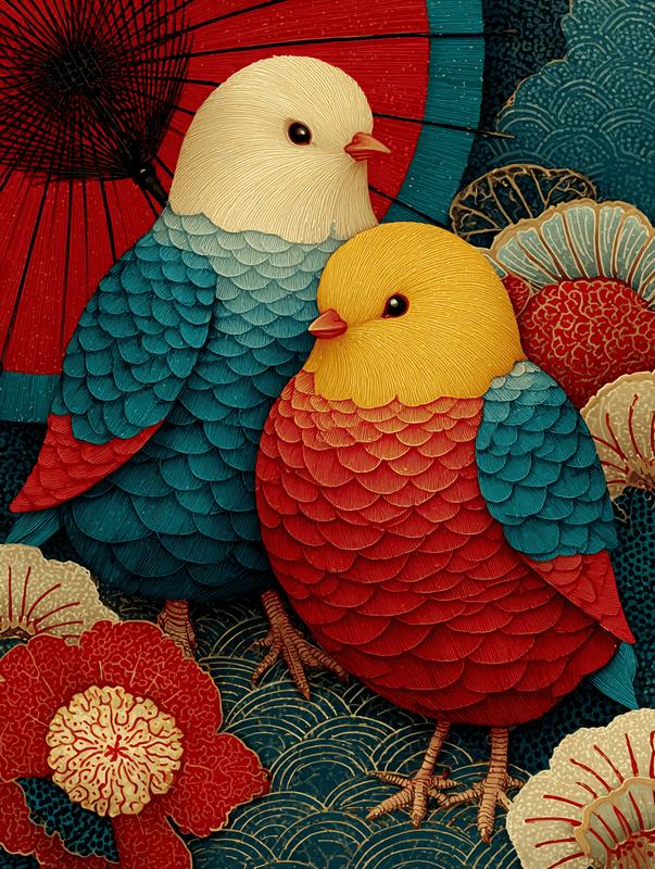 Japanese Kimono Chicks Pattern Seiko Ueno Canvas Asian Style Home ...