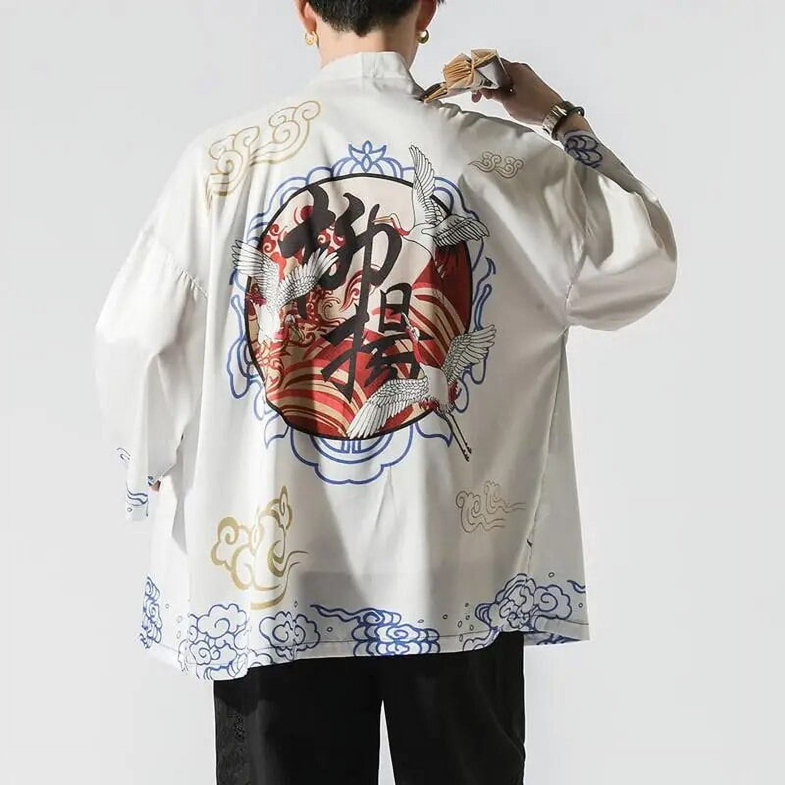 Japanese Kimono Man Hanfu Kimono Haori Japan Style Clothes Asia ...