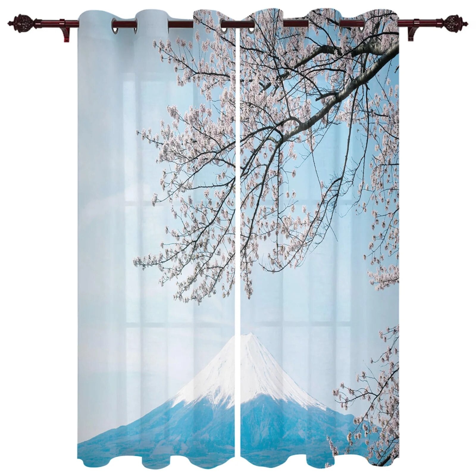 Japanese Kitchen Sakura Texture Modern Window Curtains for Living Room ...