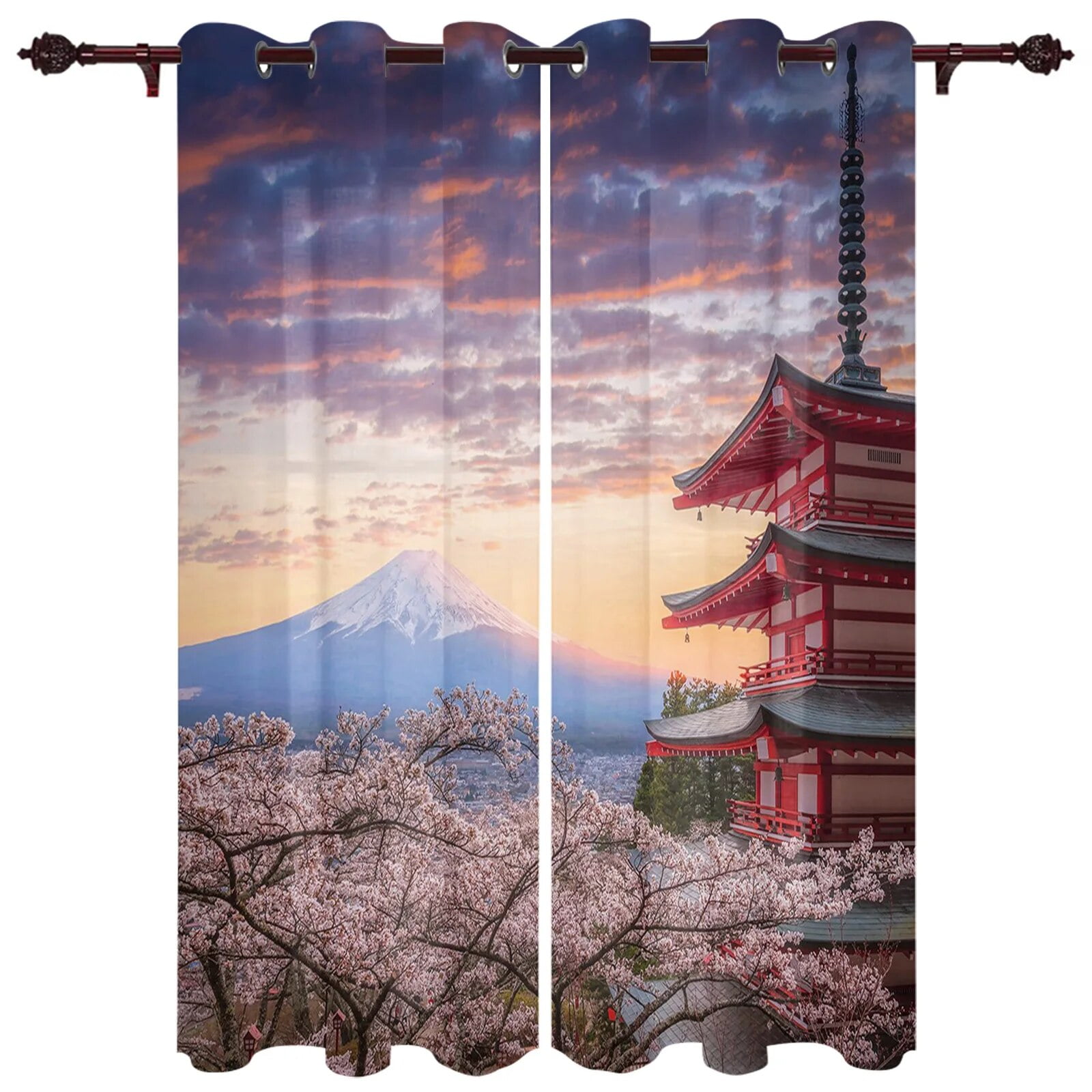 Japanese Kitchen Sakura Texture Modern Window Curtains for Living Room ...