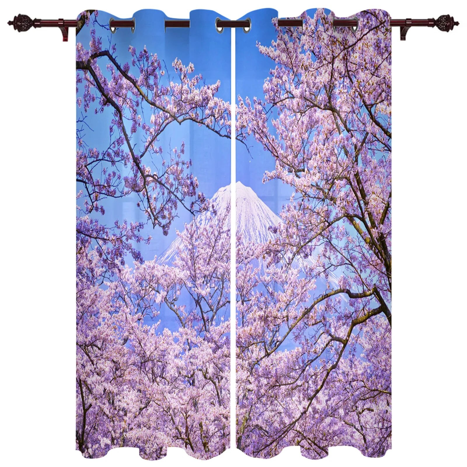 Japanese Kitchen Sakura Texture Modern Window Curtains for Living Room ...