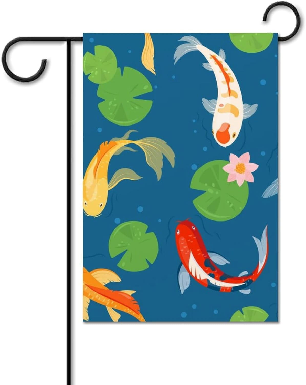 Japanese Koi Carp Fish Garden FlagsWater Lily Flag Yard Outdoor Flag ...