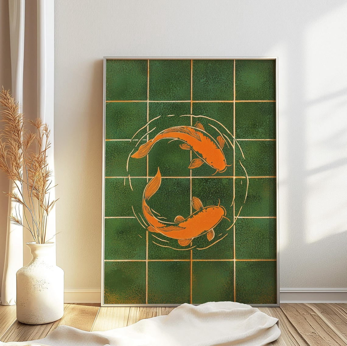 Japanese Koi Fish Art Vintage Coastal Home Decor Water Animal Art ...