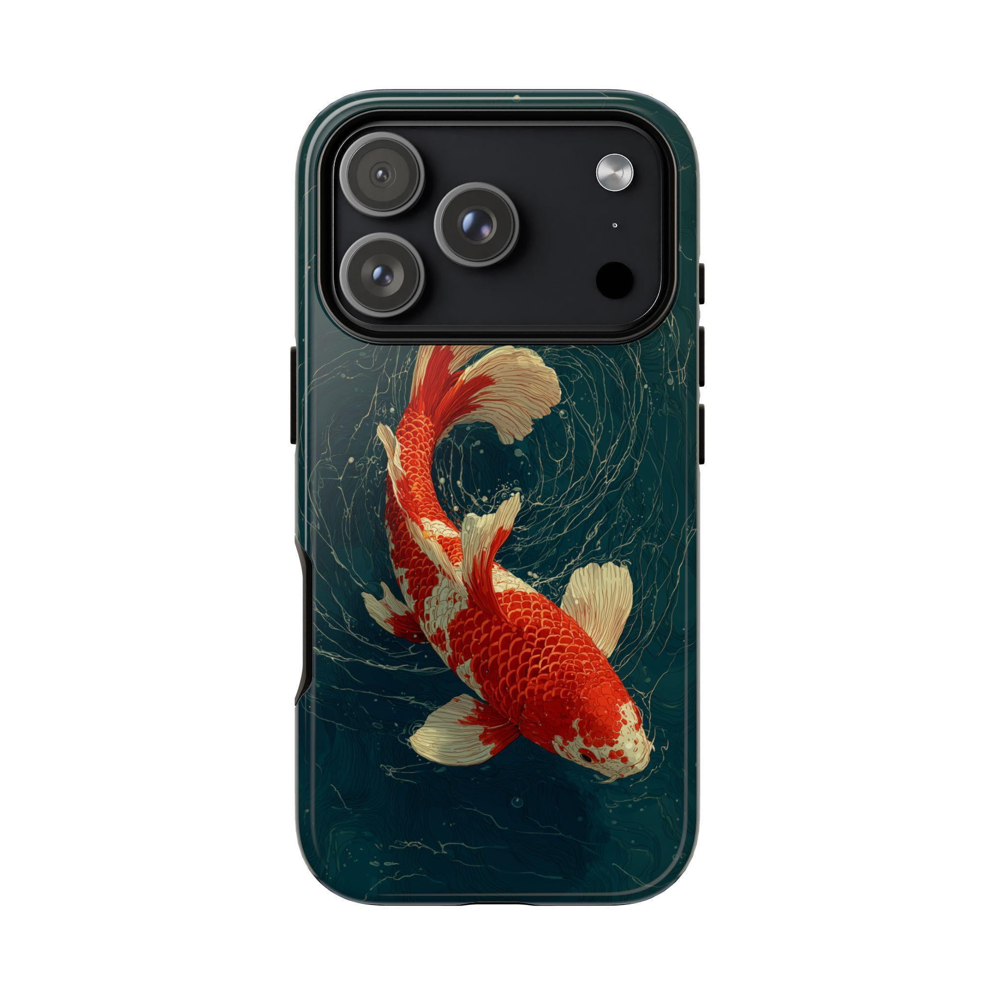 Japanese Koi Fish Pond Orange White Classic Art Phone Case 17 16 15 14 ...