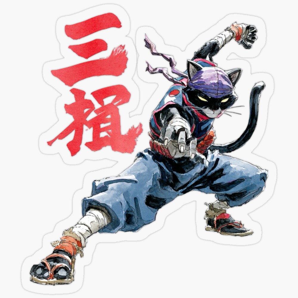 Japanese Kung Fu Cat Transparent Stickerphone Decal Water Bottle ...