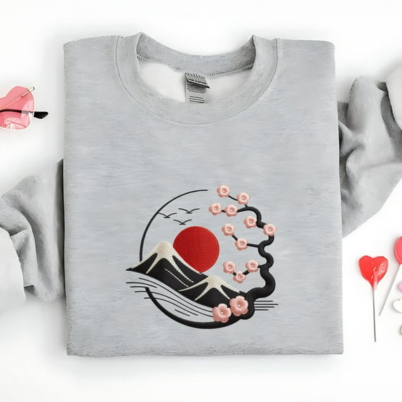 Japanese Landscape Embroidery Design, Nature Scene Machine Embroidery ...