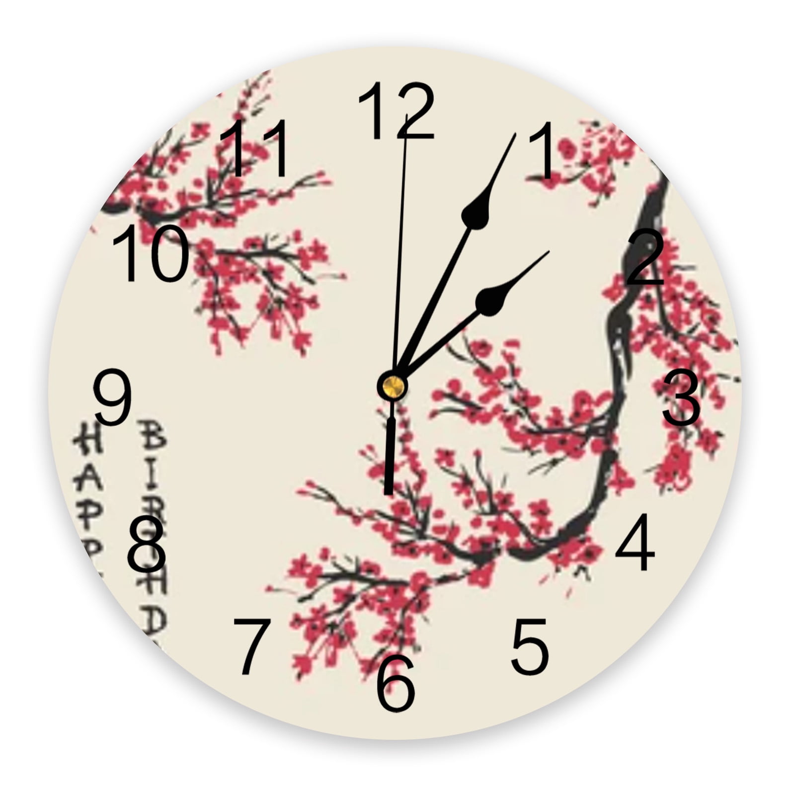 Japanese Landscape With Sakura Branches Wall Clock Modern Design Living ...