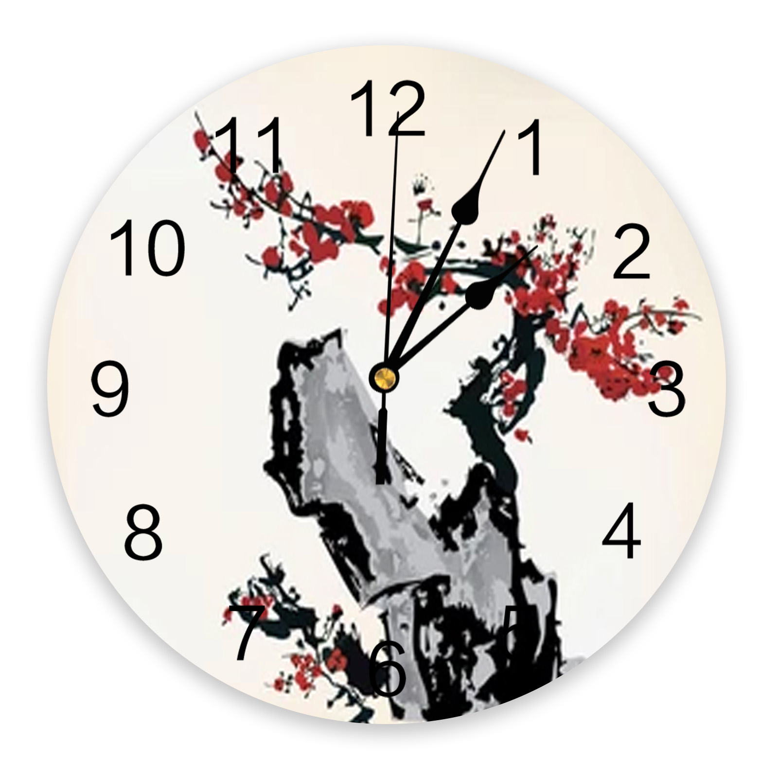 Japanese Landscape With Sakura Branches Wall Clock Modern Design Living ...