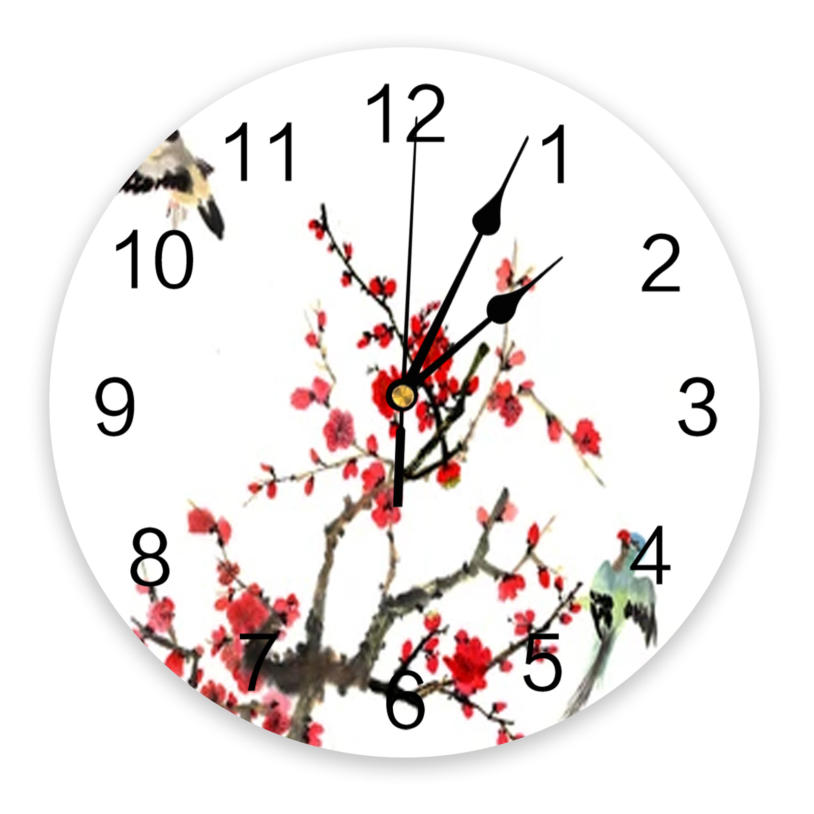Japanese Landscape With Sakura Branches Wall Clock Modern Design Living ...