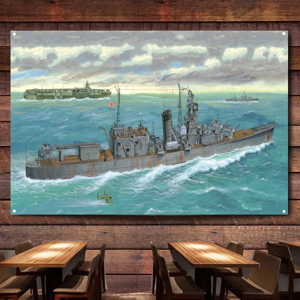 Japanese Light Cruiser Oyodo 1944 Wall Art Banners Hanging Flags Wall ...