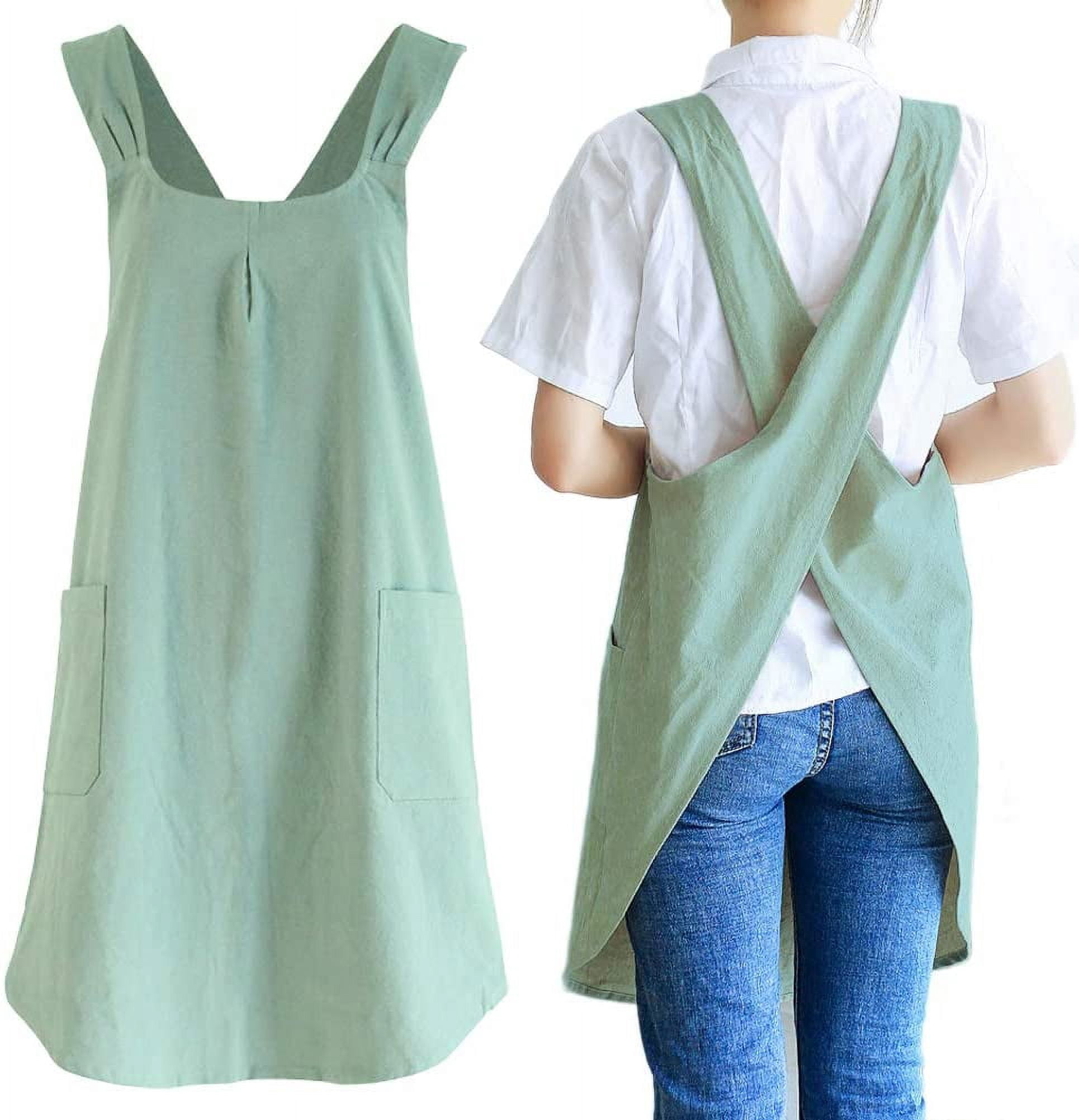 Japanese Linen Cross Back Kitchen Cooking Aprons for Men with Pockets ...