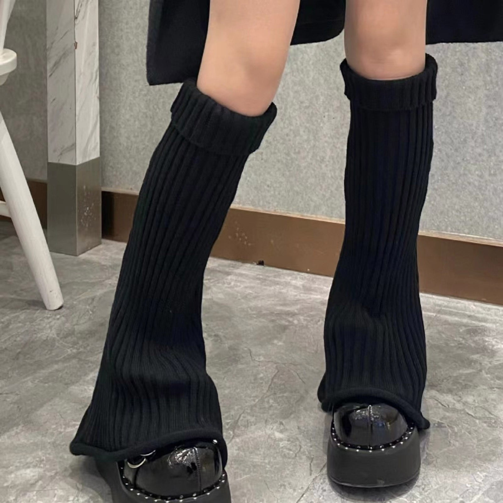 Japanese Lolita Leg Warmers Gothic Knit Long Socks Leggings Gaiters ...