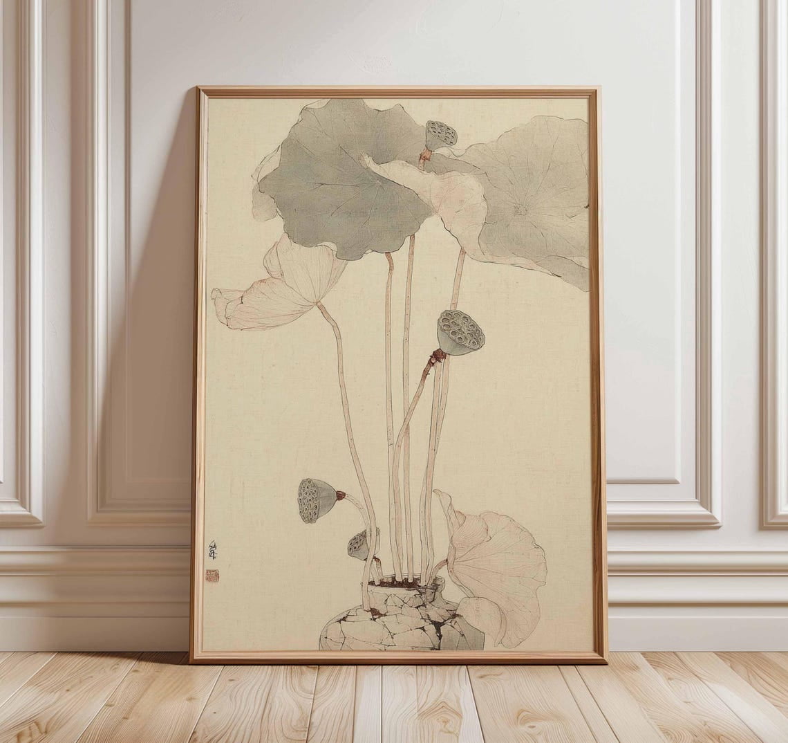 Japanese Lotus Oriental Botanical Asian Nature Zen Minimalist Flower ...