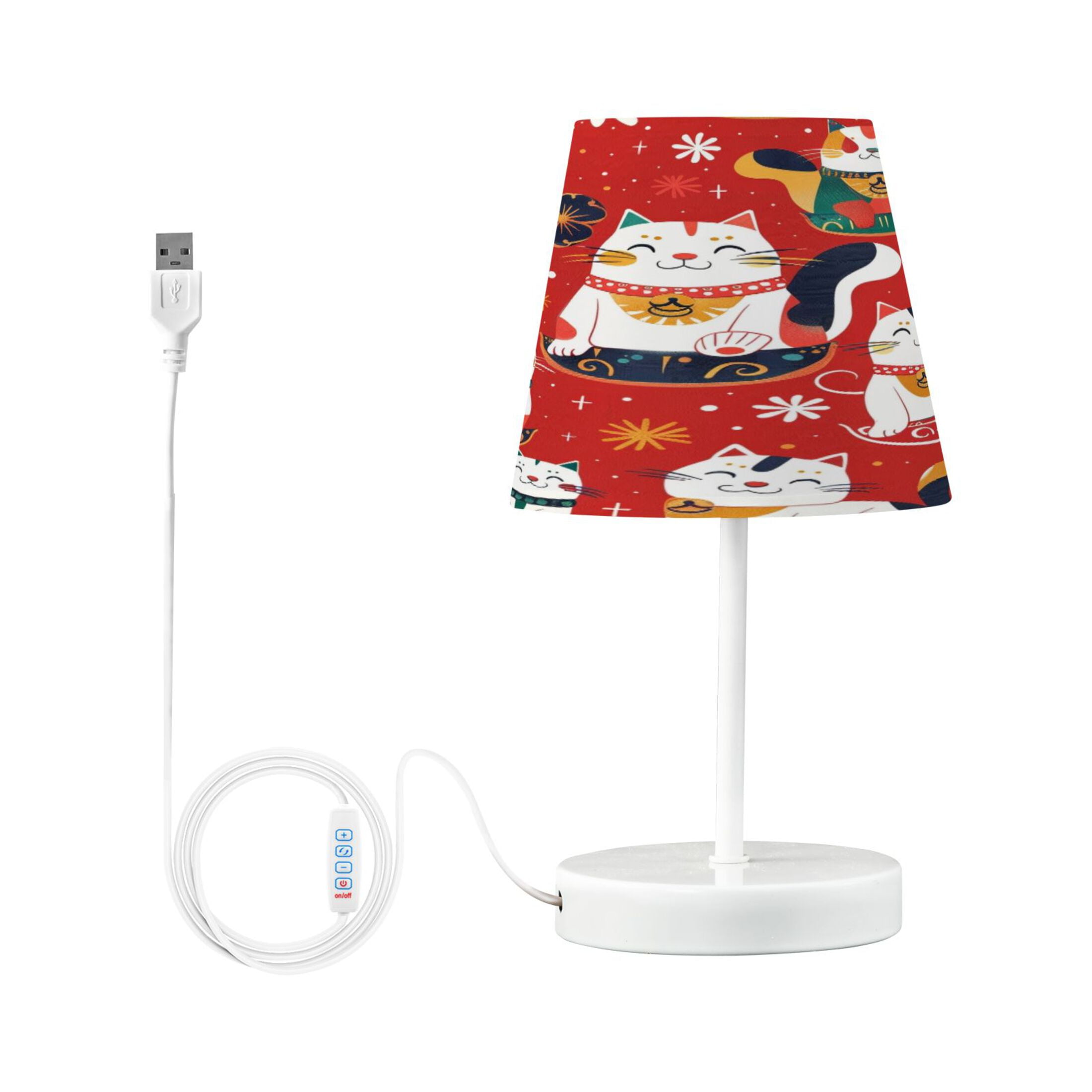 Japanese Lucky Cats Desk Lamp LED Table Nightstand Lamps with 3 Color ...