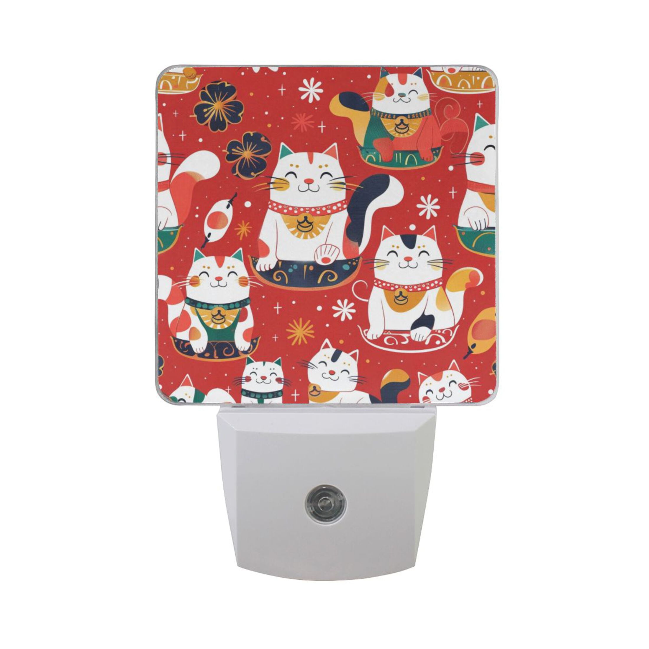 Japanese Lucky Cats LED Night Light Dusk to Dawn Sensor 2 Pack Plug-in ...