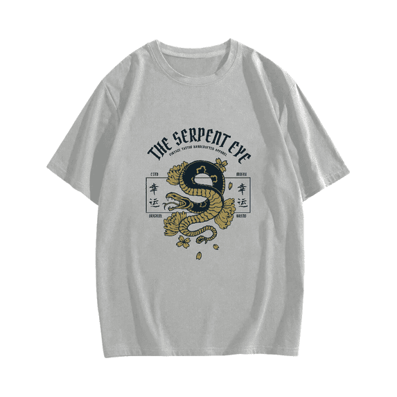 Japanese Lucky Snake Pattern T-shirt- - Walmart.com