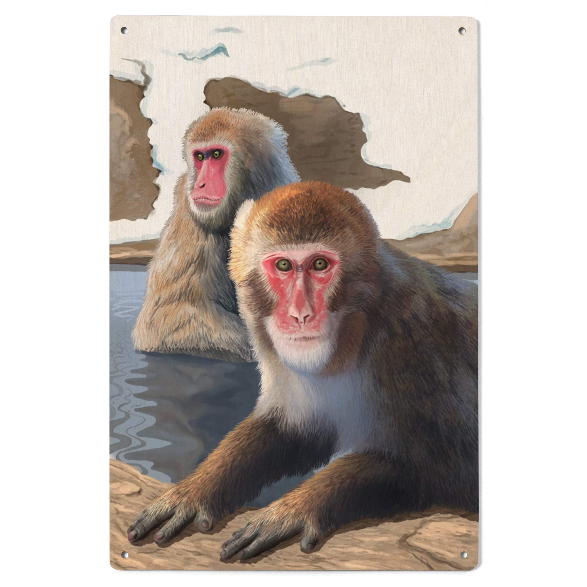 Japanese Macaque Birch Wood Wall Sign (6x9 Rustic Home Decor, Ready to ...