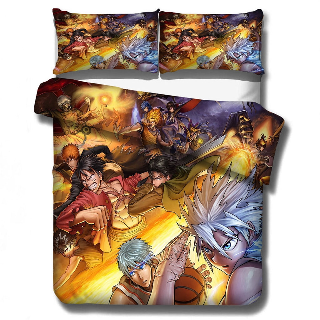 Japanese Manga Characters Bedding Set Queen Size Animated Bed Cover ...