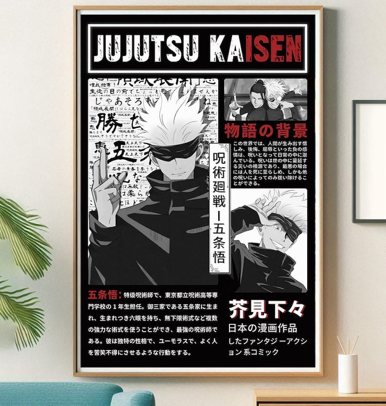 Japanese Manga Style Wall Decor Featuring Gojo Graphic Anime Art ...