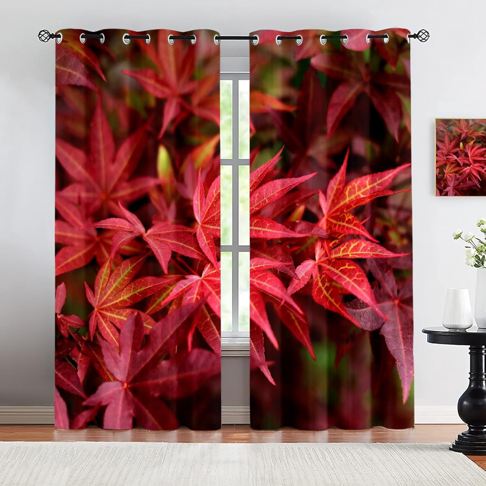 Japanese Maple Tree Red Blackout Curtains For Bedroom, Autumn Maple ...