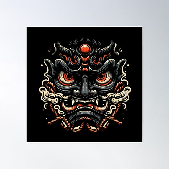 Japanese Mask Hannya #3 Poster Wall Art, Modern Wall Decor For Living ...
