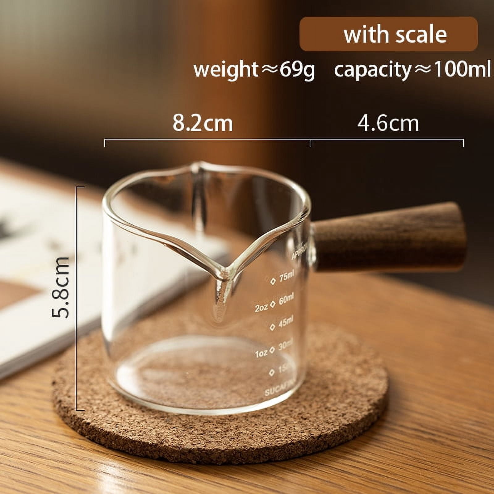 Japanese Mini Glass Milk Cup With Wood Handle Milk Frothing Jugs Coffee ...