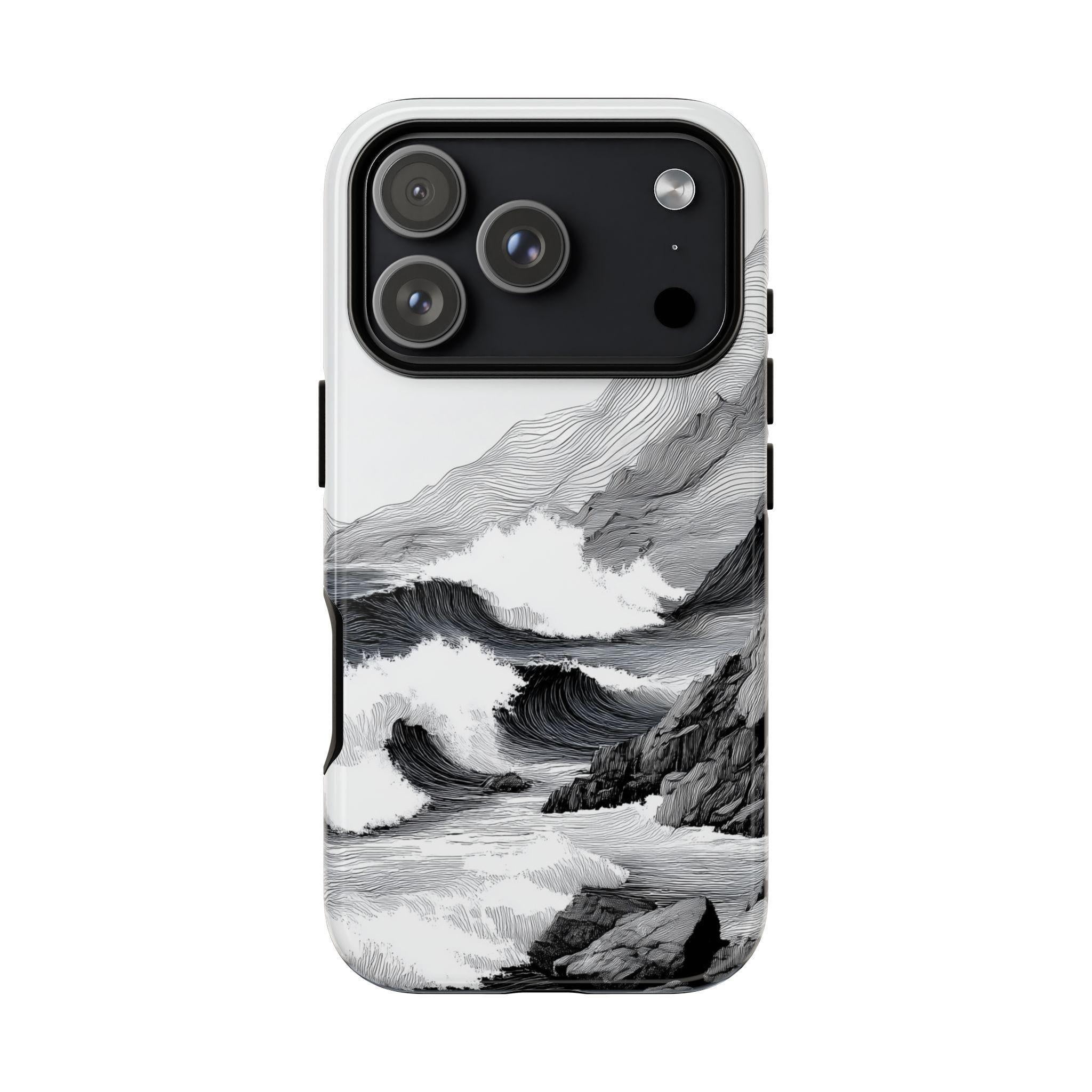 Japanese Minimalist Ocean Waves Shore Clean Art Phone Case with iPhone ...