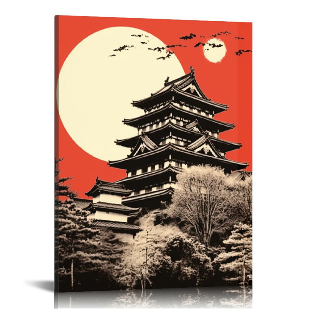 Japanese Modern Wall Art, Japan Landscape Canvas Posters, Black and ...