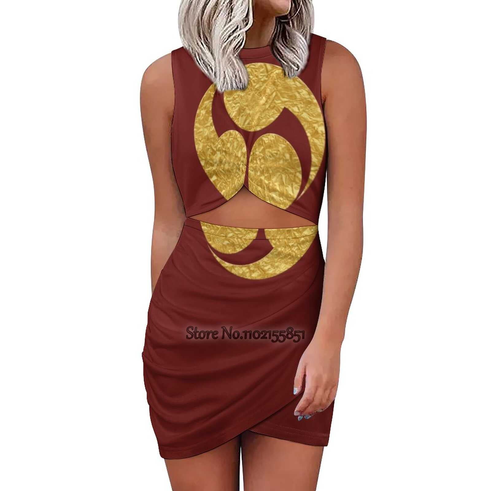 Japanese Mon Migi Mitsu Tomoe Square Neck Dress Back Lacing Backless ...