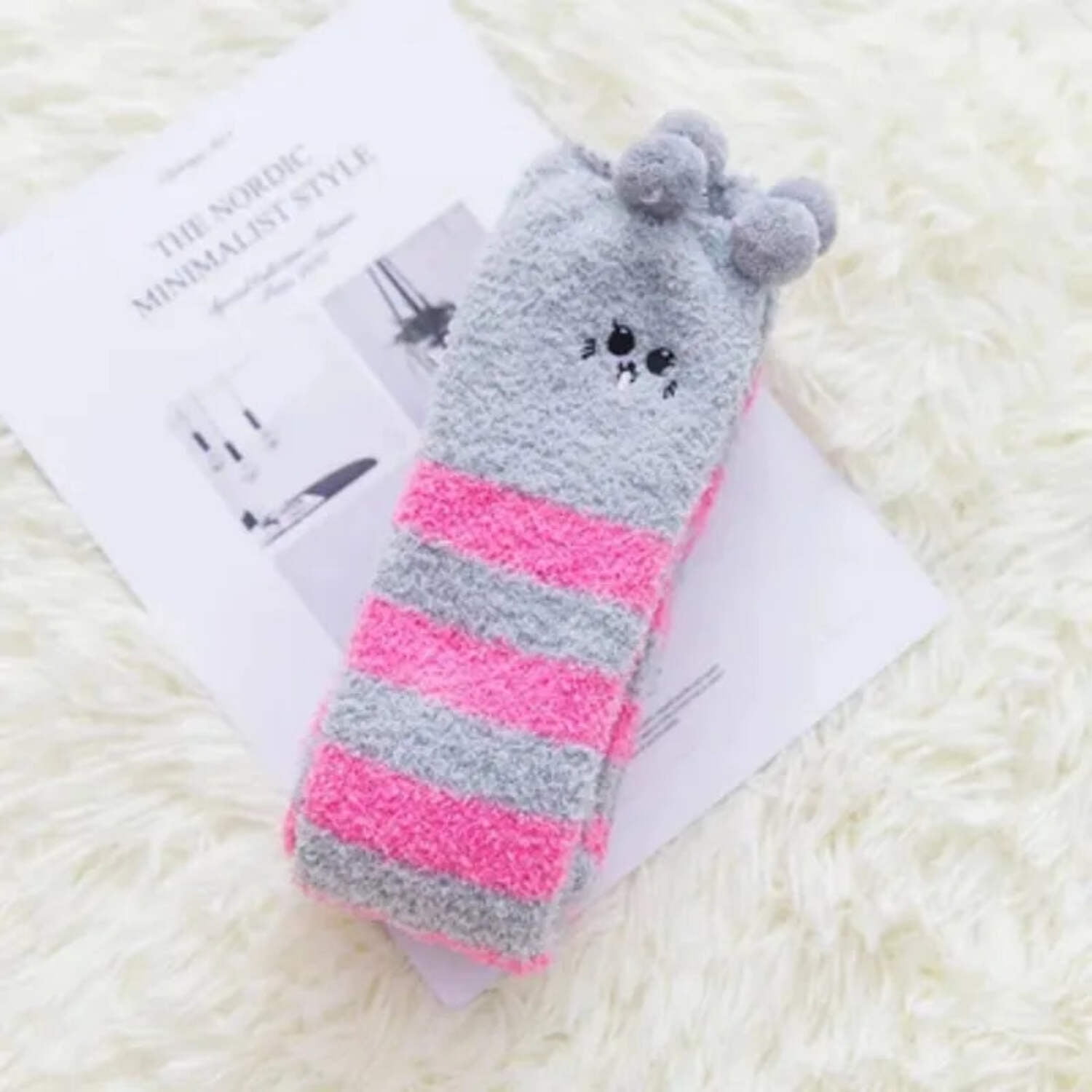 Japanese Mori Girl Animal Modeling Knee Socks Striped Cute Compression ...