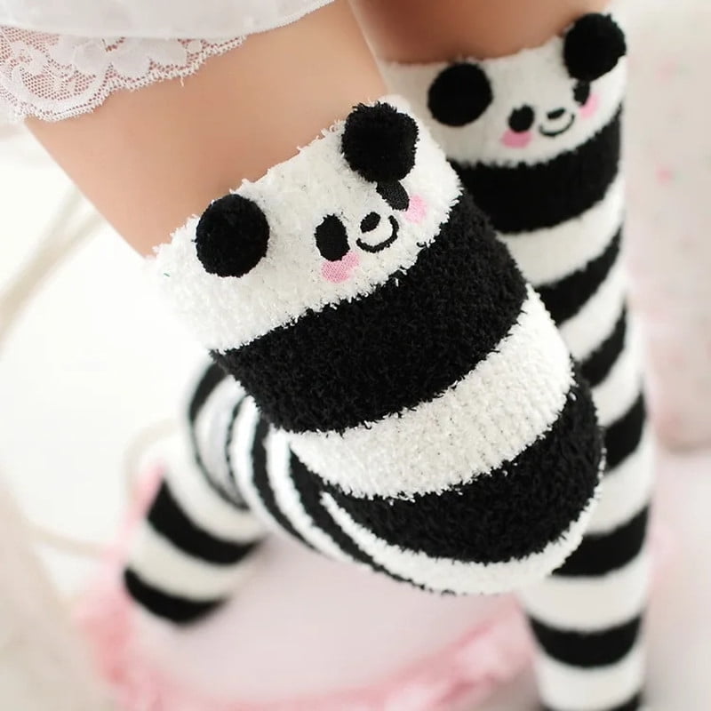 Japanese Mori Girl Animal Modeling Knee Socks Striped Cute Compression ...