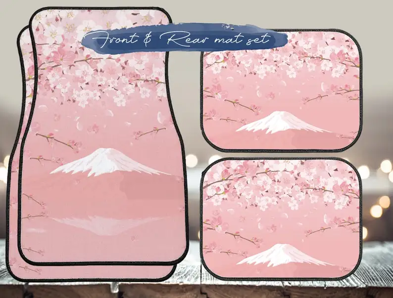 Japanese Mount Fuji Cherry Blossom Car Floor Mats Cute Pink Japanese ...