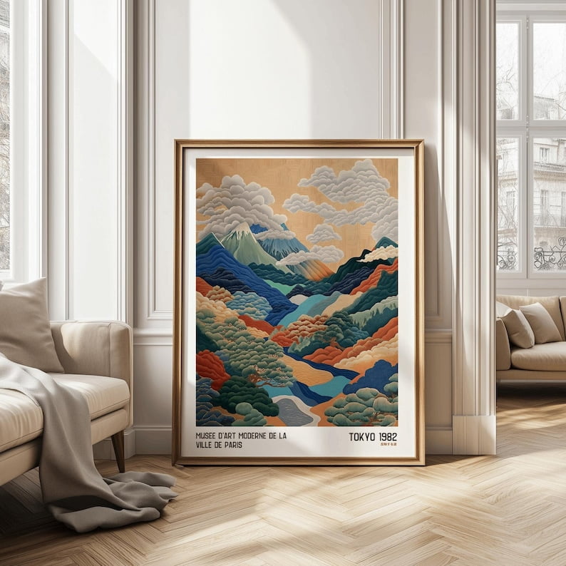 Japanese Mountain Art Print, scenic landscape, traditional Japan vibe ...