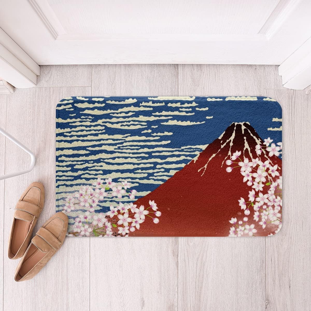 Japanese Mountain Bath Rugs Non-Slip Pink Cherry Blossoms Flowers ...