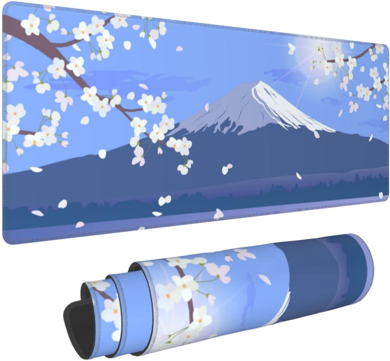 Japanese Mouse Pad with White Cherry Blossoms, XL Large Mousepad with ...