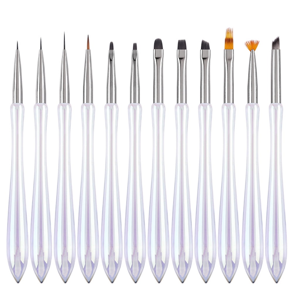 Japanese Nail Brush 12 Pack Set Staying Line Colorful Drawing Flower ...