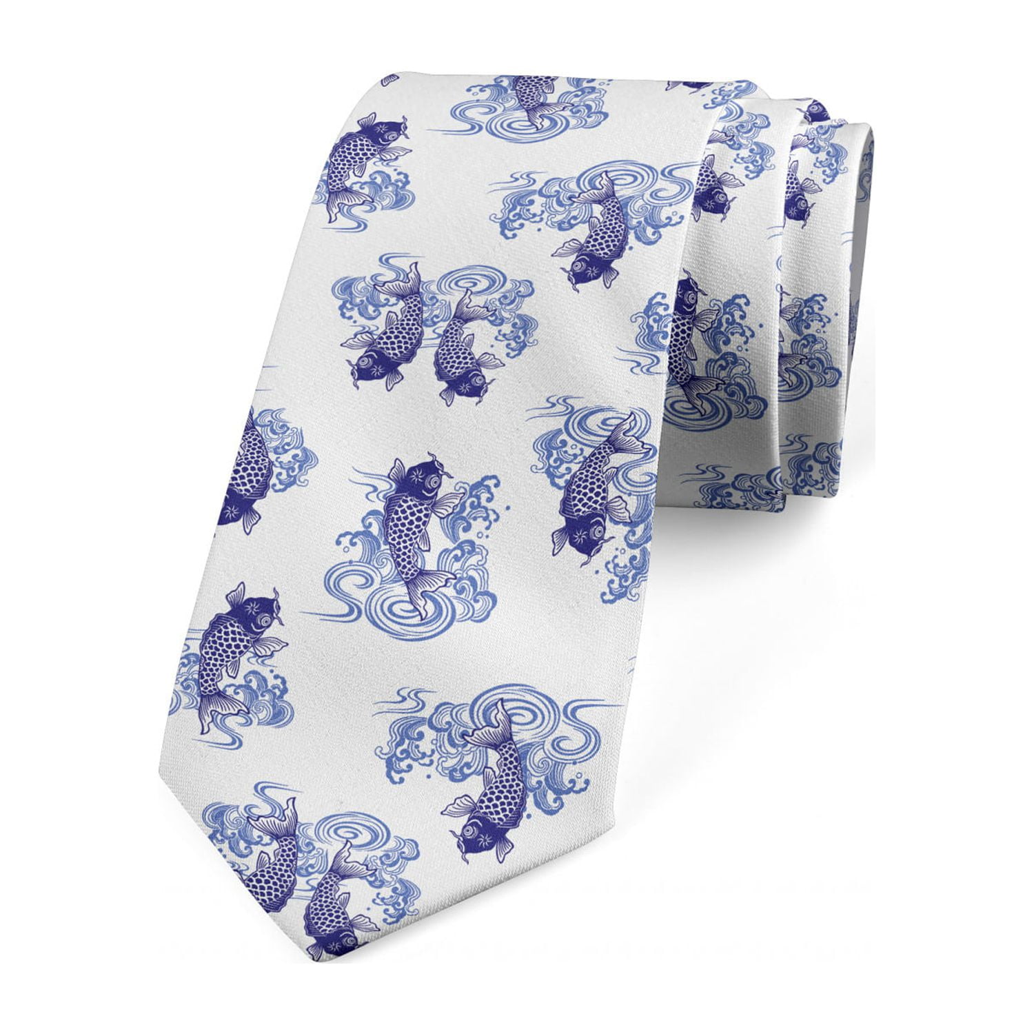 Japanese Necktie, Japanese Style Carp, Dress Tie, 3.7", Dark Blue, by ...