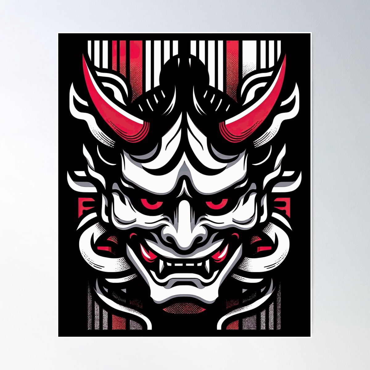 Japanese Oni Mask Poster Wall Art, Modern Wall Decor For Living Room ...