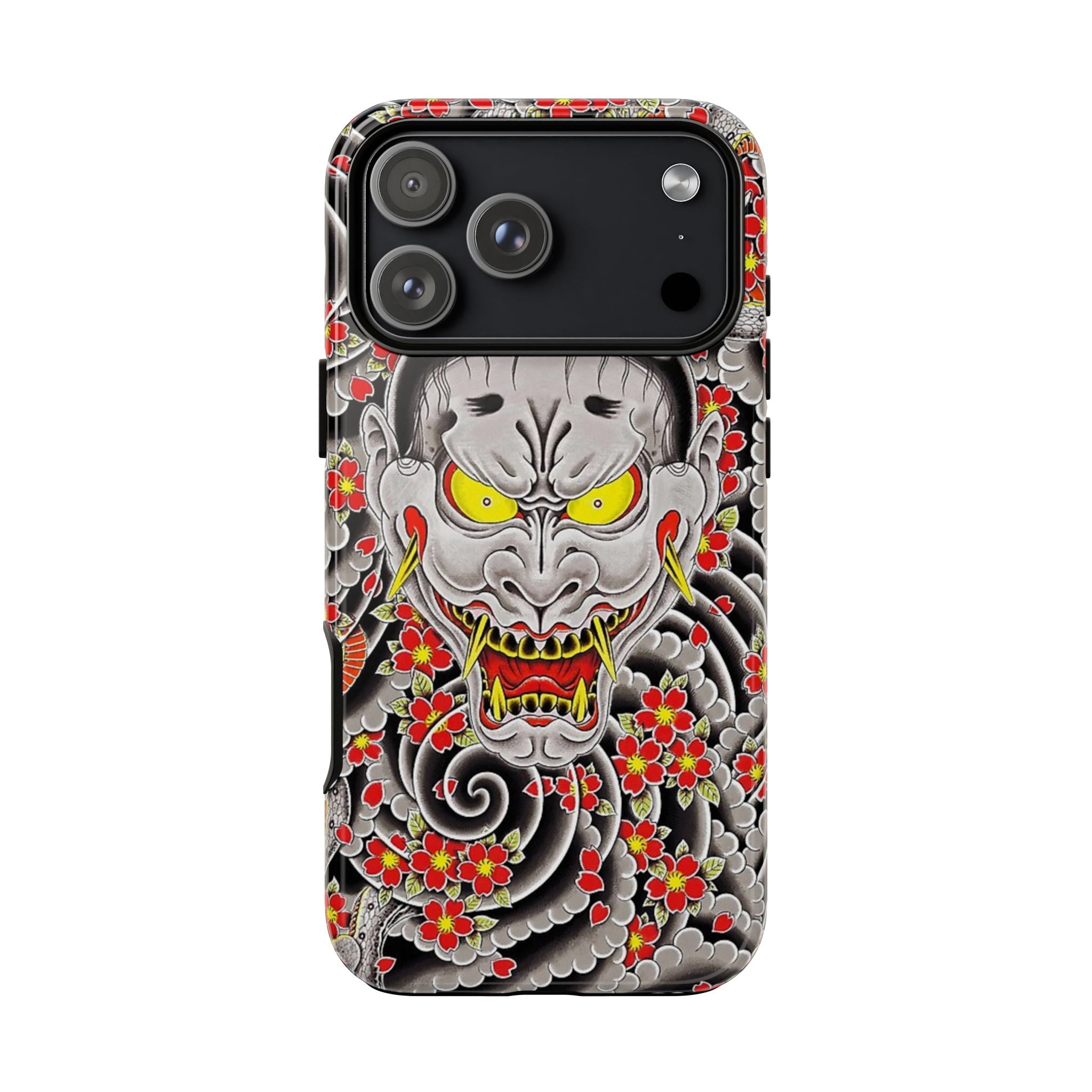 Japanese Oni Mask Tough Phone Case for iPhone 7–17 Pro Max, Glossy ...