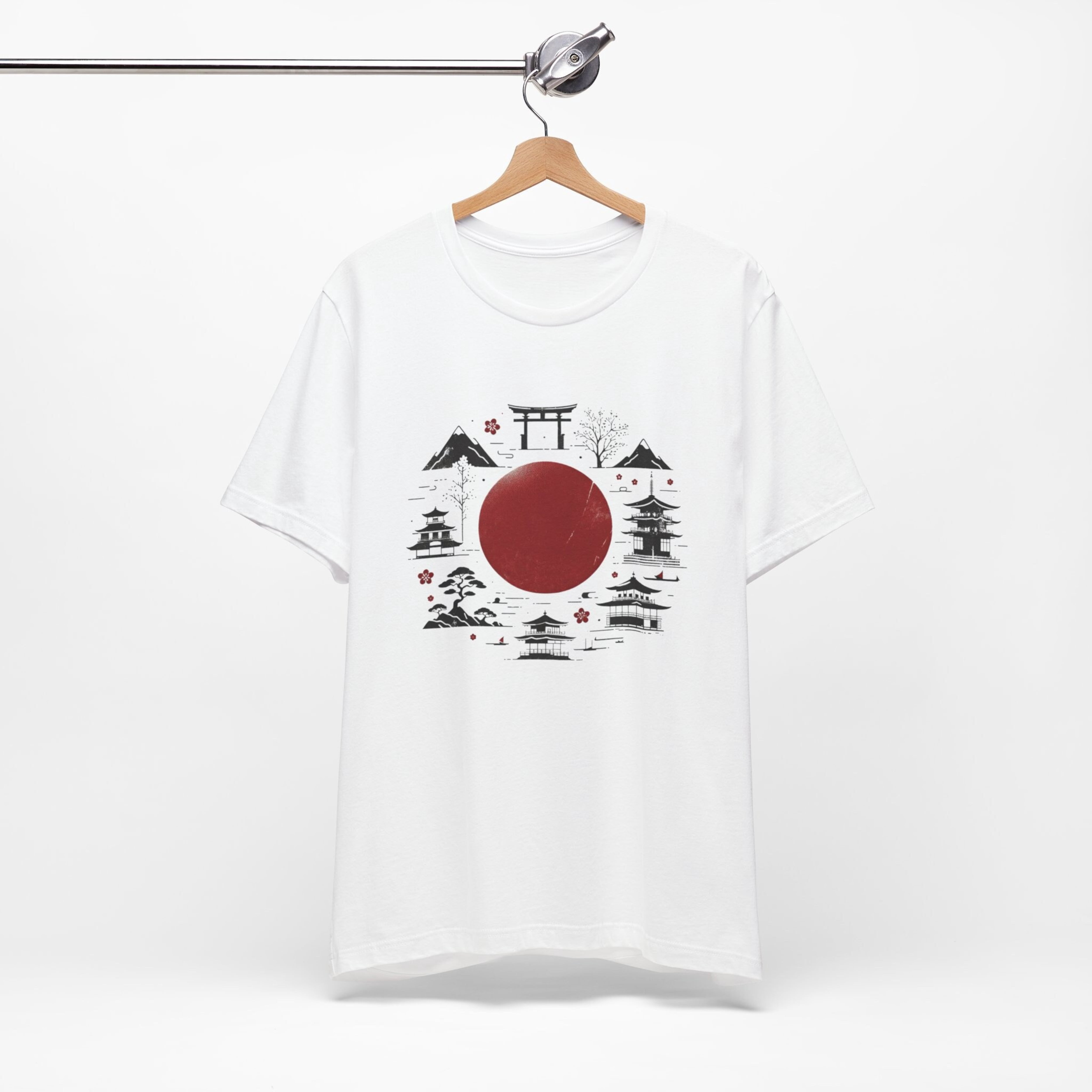 Japanese Pagoda Red Sun Tee | Japan Fashion Cultural Landmark Shirt ...
