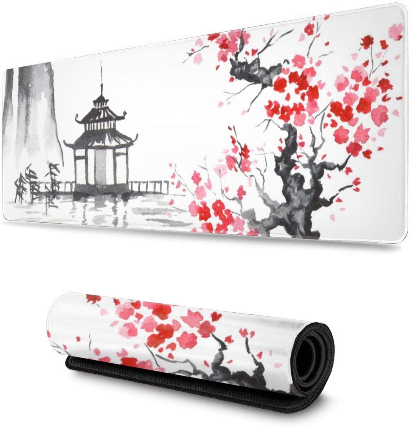 Japanese Painting Cherry Blossom Gaming Mouse Pad XL, Extended Large ...