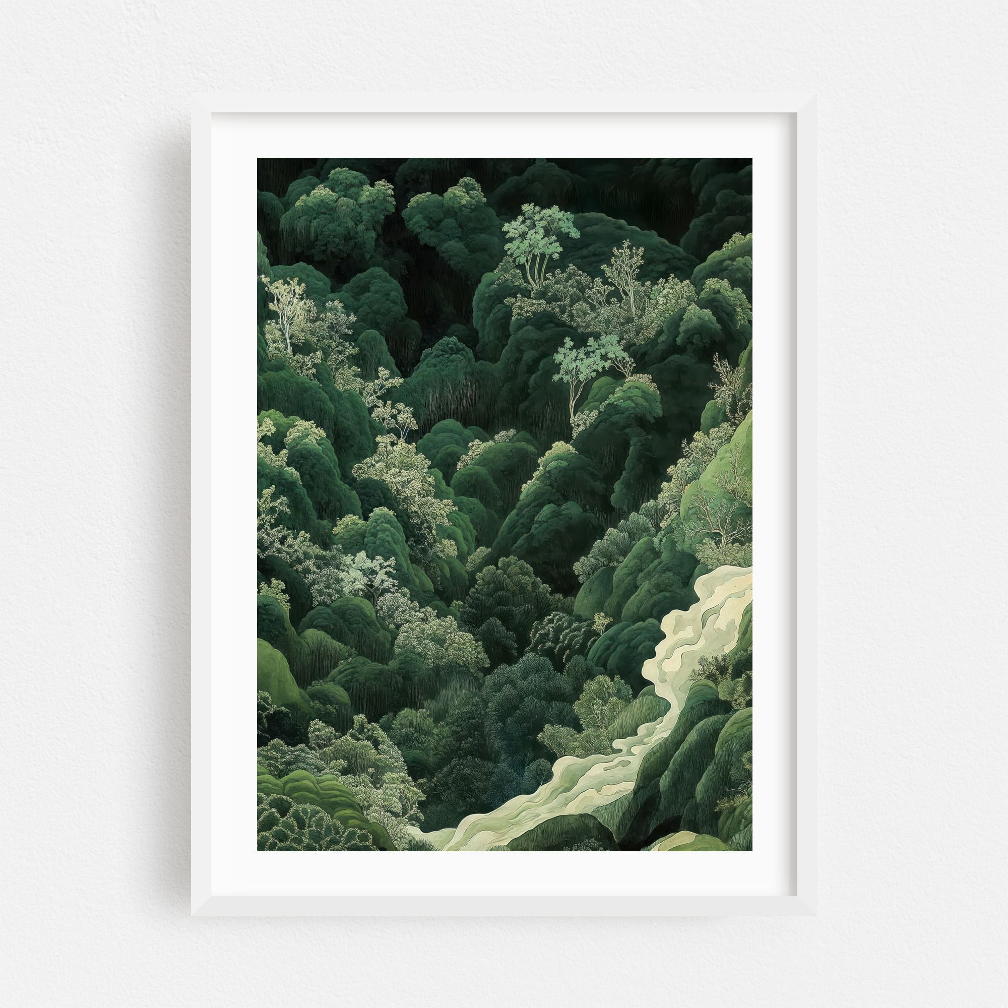 Japanese Painting Forest Wall Art sage green minimalist wabi sabi ...
