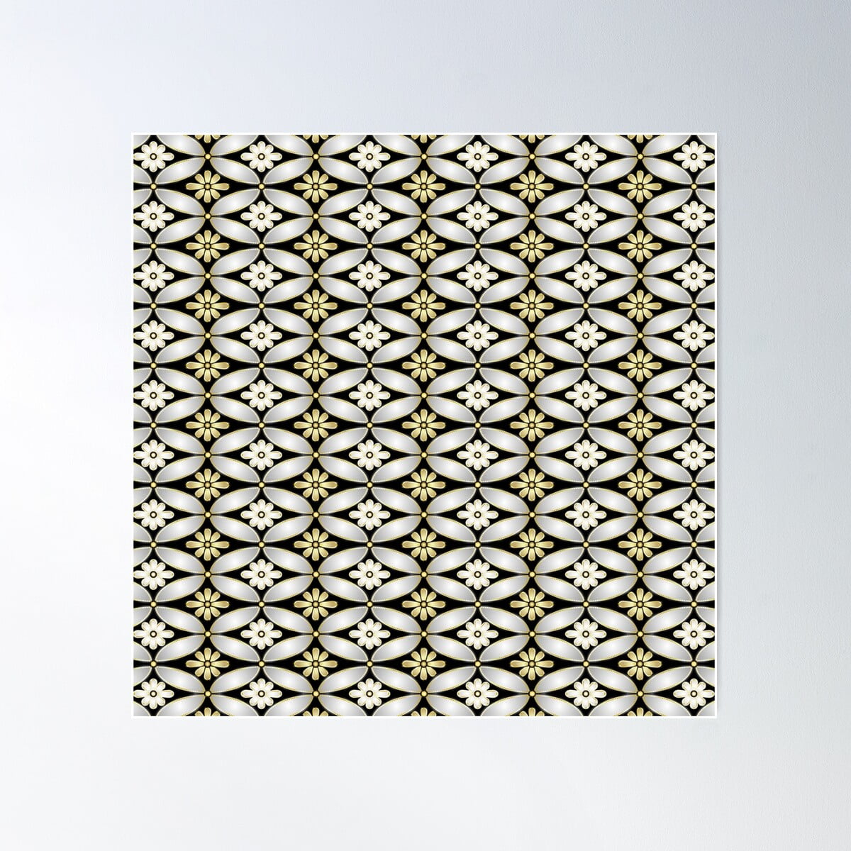 Japanese Pattern Wagara Of Hana-Shippo Interlocking Circles Design ...