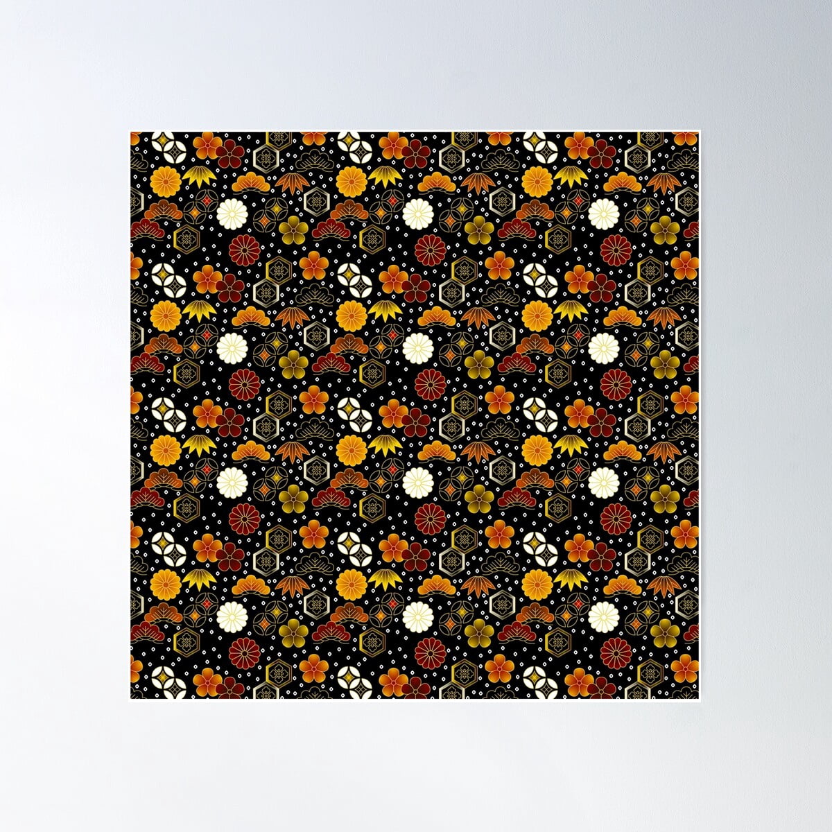 Japanese Pattern Wagara Of Luxury Pine Tree, Bamboo And Sakura Design ...