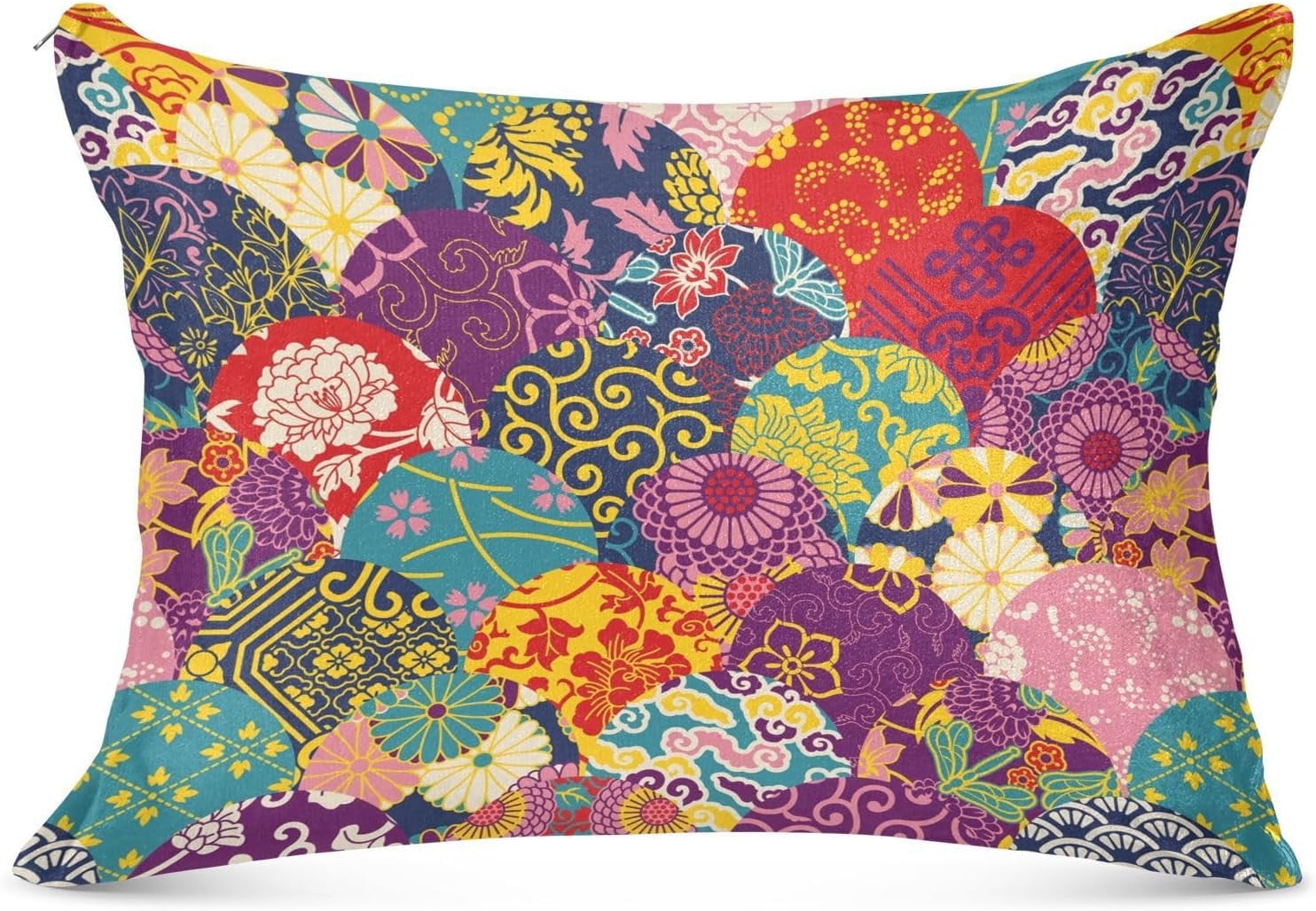 Japanese Patterns Classical Flower Plush Pillowcase, Luxury Soft King ...