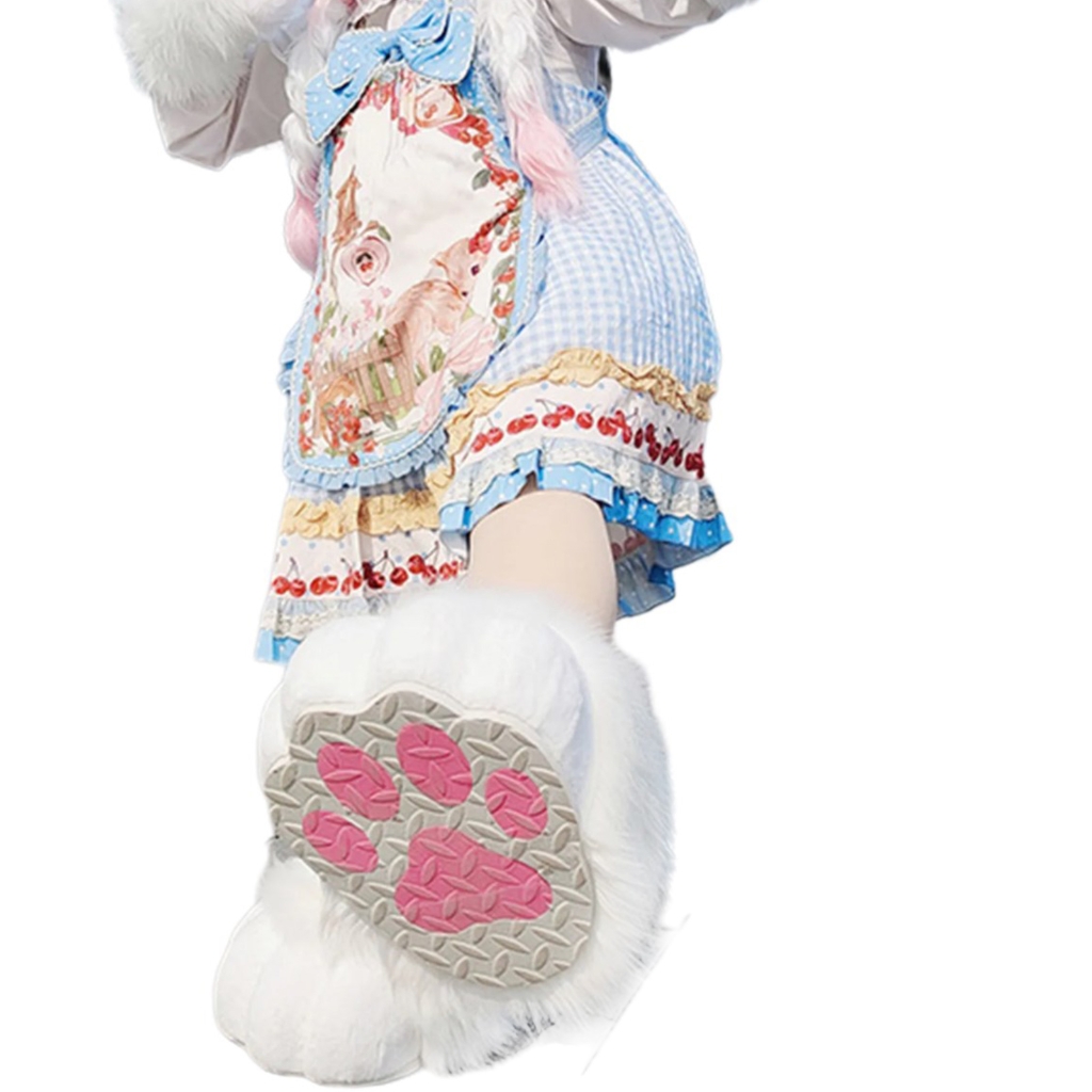 Japanese Paw Warm Closed Back Shoes Bear Fuzzy Boot for Costume Shoes ...