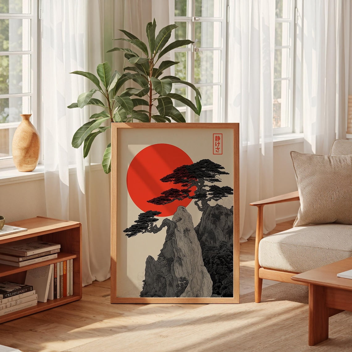 Japanese Pine Tree Zen Meditation Wall Art, Unframed Canvas Size 16x24 ...